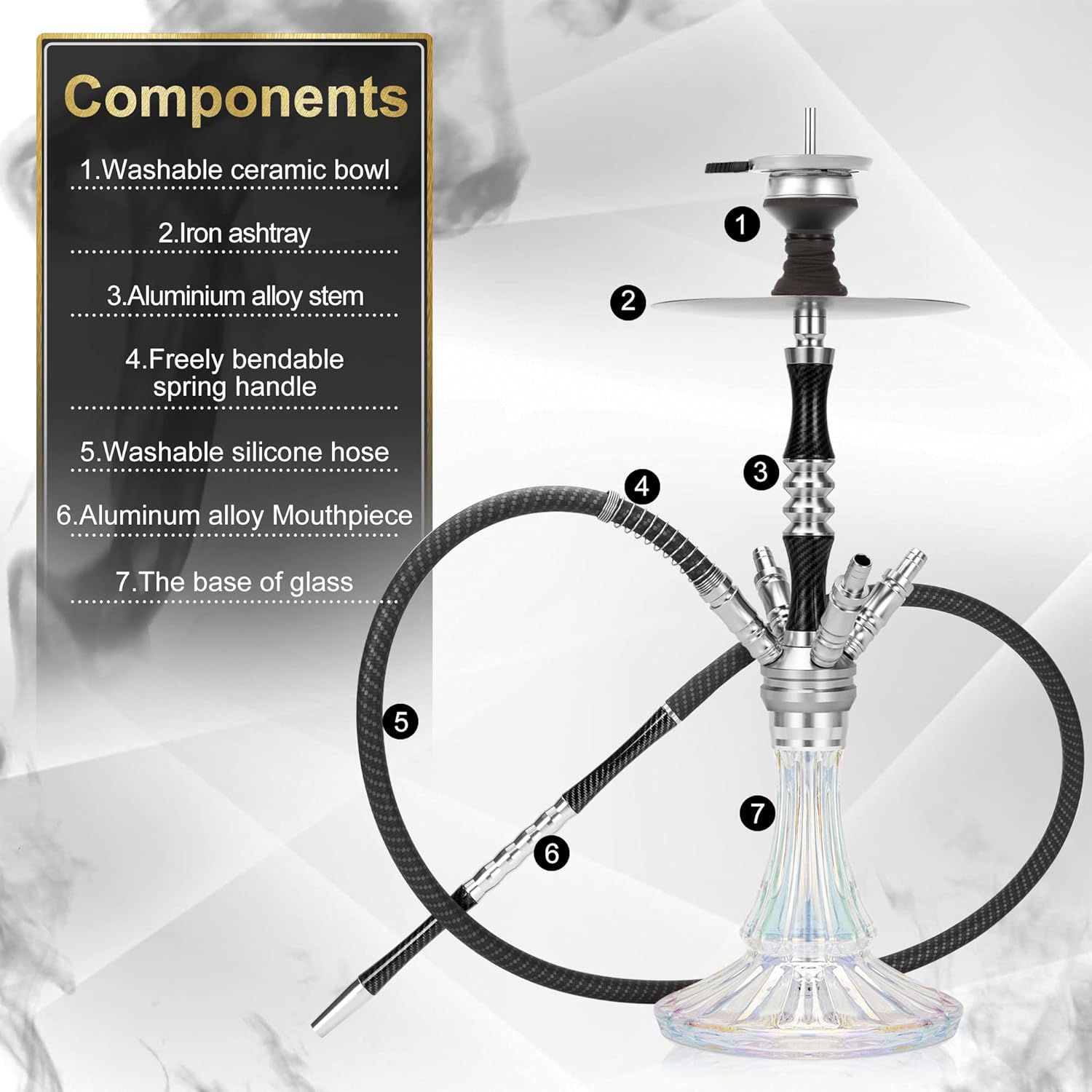 REANICE® Aluminium Klein Shisha Set - Carbon Optik mit 4 Anschlüssen ...